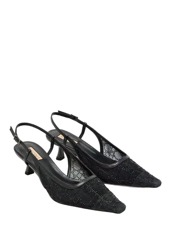 NICOLI Mysha Crystal-embellished Slingback Pumps - Black