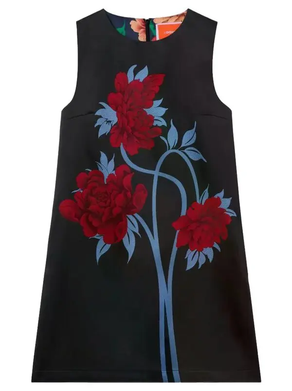 La DoubleJ Floral Jacquard Mini Dress - Black