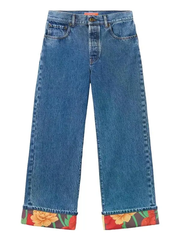 La DoubleJ Embroidered Floral Cuff Jeans - Blue