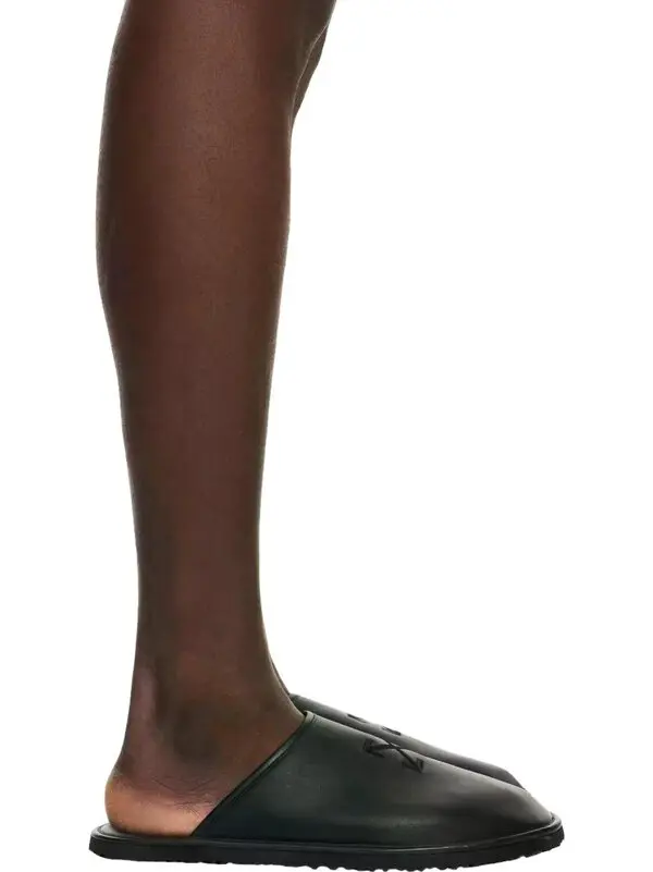 Off-White Arrow Leather Slippers - Black