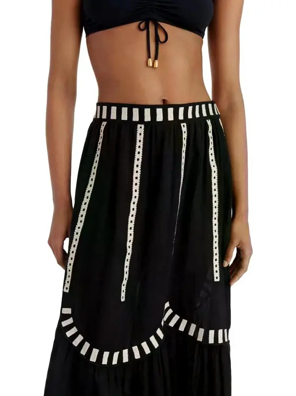 ERES Starfish Illustrated Tiered Maxi Skirt - Black