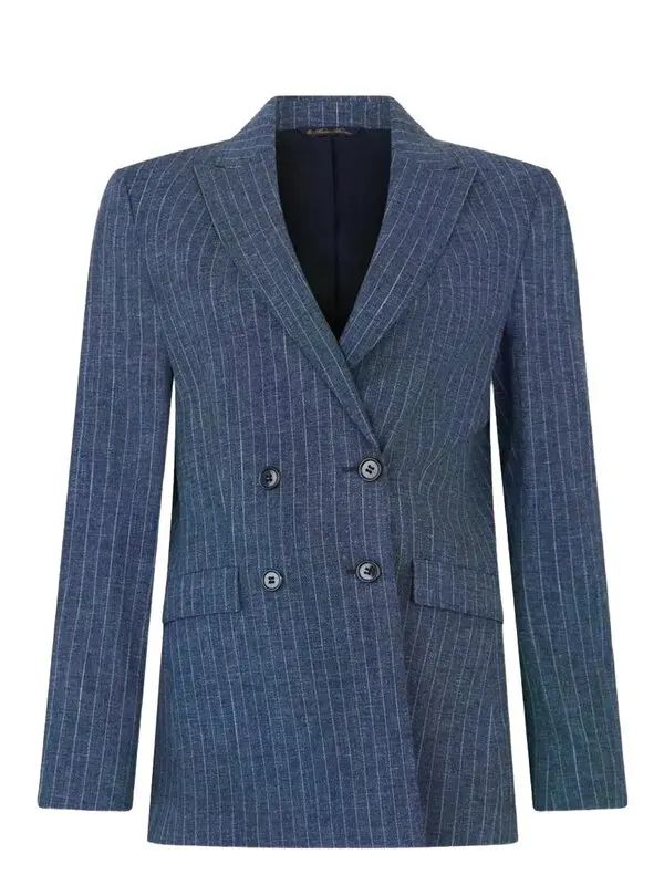 Brooks Brothers Pinstripe Double-breasted Blazer - Blue
