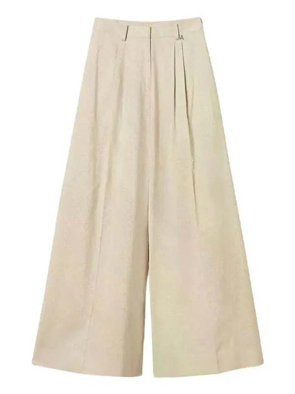 TWINSET Linen Blend Trousers With Lurex - Neutrals