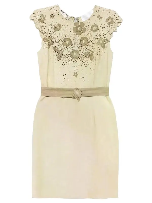 A.N.G.E.L.O. VINTAGE CULT 2000s Floral Embellished Suede Mini Dress - Neutrals
