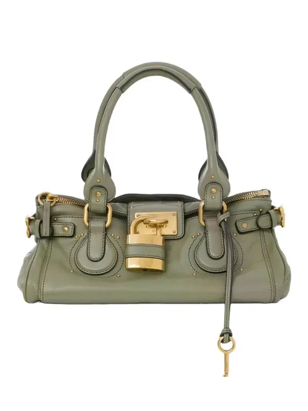 Chloé Paddington Leather Tote Bag With Padlock Detail - Green