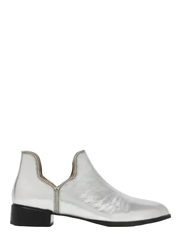 Senso Leather Ankle Boots With -tone Zip Trim - Silver