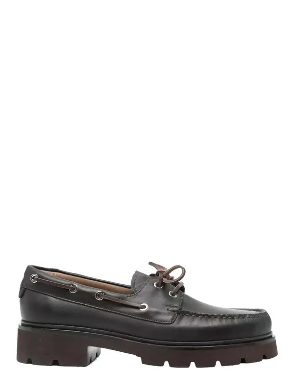 GIANVITO ROSSI Leather Lug Sole Boat Shoes - Brown