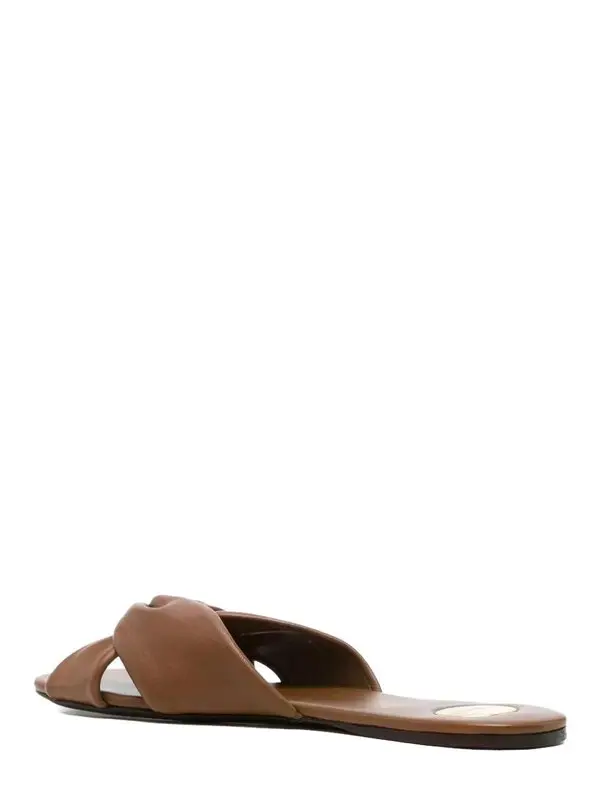 Saint Laurent Knotted Leather Flat Sandals - Brown