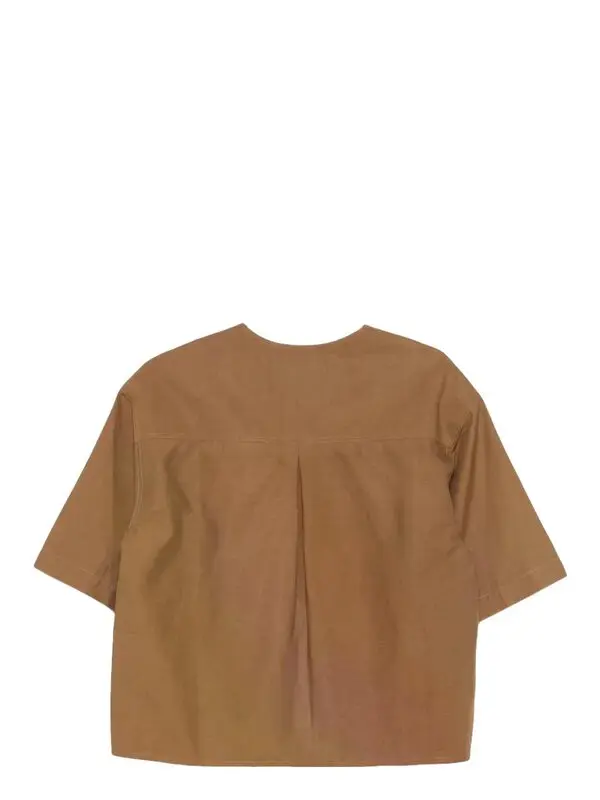 YVES SALOMON Cut-out Short-sleeve Top - Brown