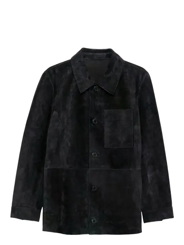 YVES SALOMON Button-fastening Suede Jacket - Blue