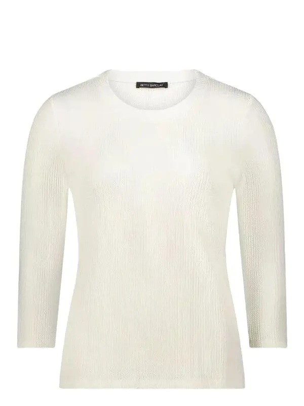 BETTY BARCLAY Textured Three-quarter Sleeve Top - Neutrals
