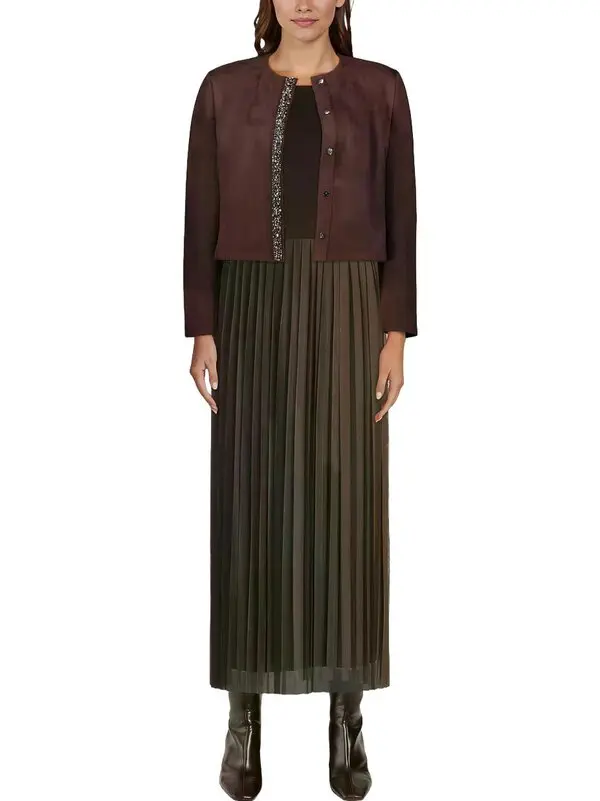 BETTY BARCLAY Pleated Midi Dress - Brown