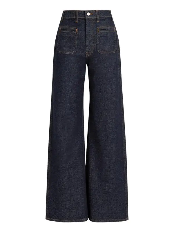 Khaite Delmonico Wide-leg Cut Denim Jeans - Indigo