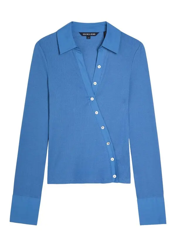 Veronica Beard Brenner Asymmetric Button-effect Top - Blue