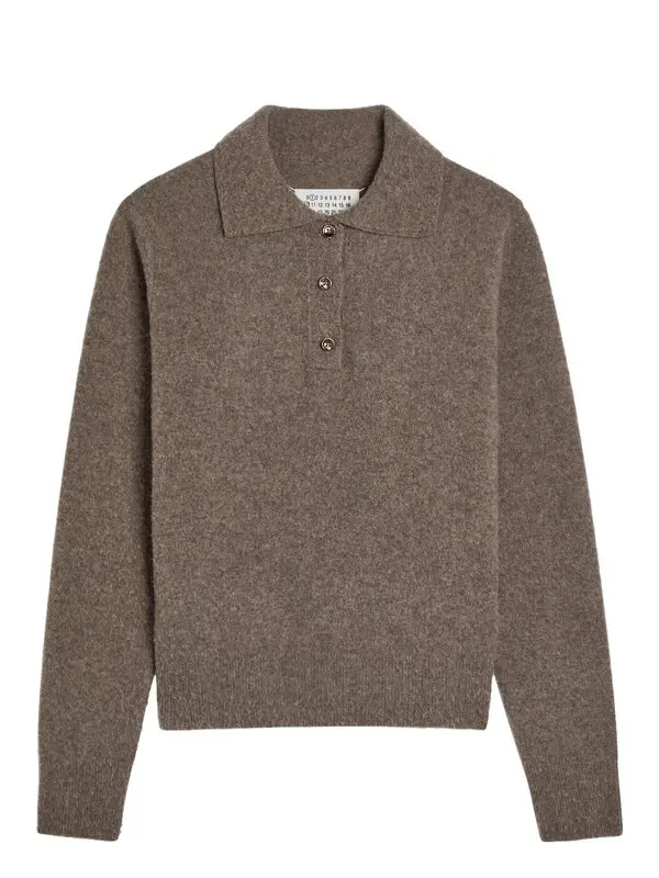 MAISON MARGIELA Wool Polo Jumper - Light Brown