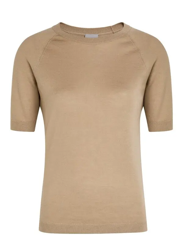 Max Mara Striped Wool And Cashmere-blend T-shirt - Beige