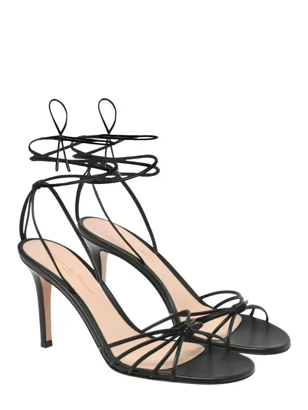 GIANVITO ROSSI Lace-up Stiletto Heel Sandals - Black