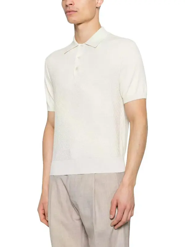 Canali Textured Polo Shirt - Neutrals