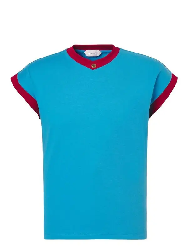Versace Medusa Cotton-blend Jersey T-shirt - Blue