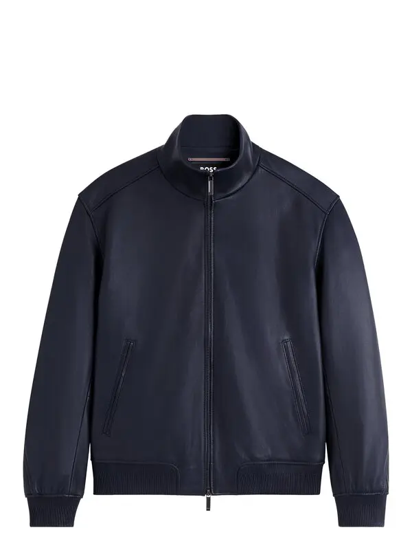 BOSS X Aston Martin Lamb Leather Zip-up Jacket - Blue