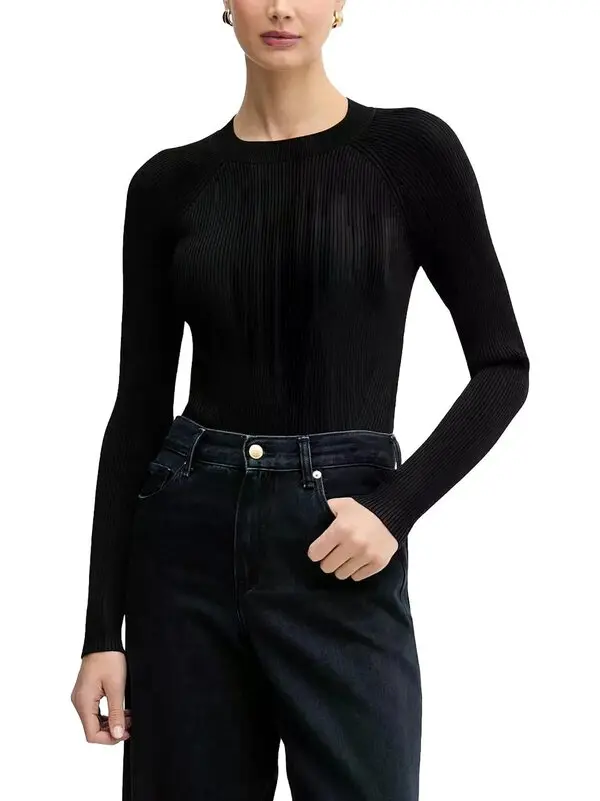 Armani Exchange Ribbed Long Sleeve Top - Black