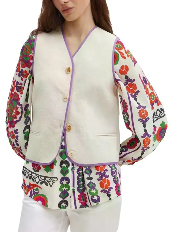 LA PETITE FRANÇAISE V-neck Button Waistcoat - Neutrals