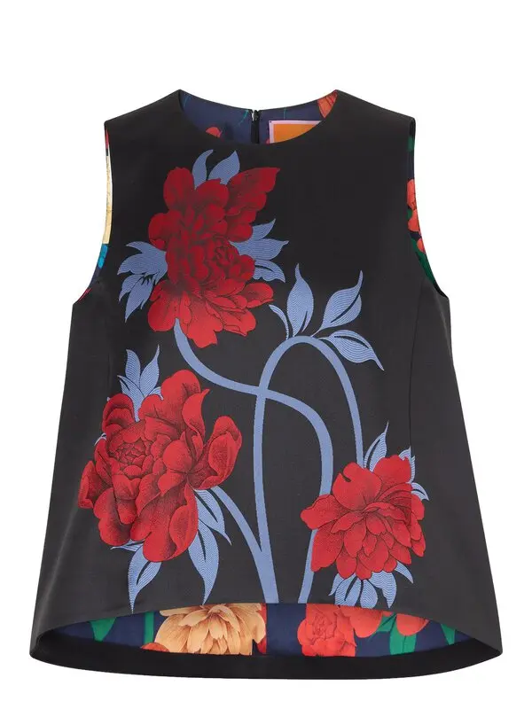 La DoubleJ La Scala Floral Jacquard Sleeveless Top - Multi