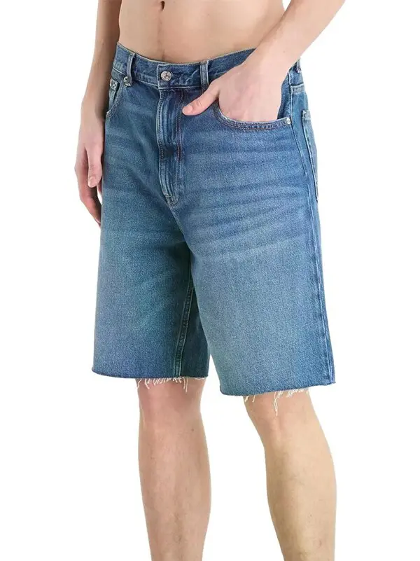 Calvin Klein Frayed Hem Denim Shorts - Blue