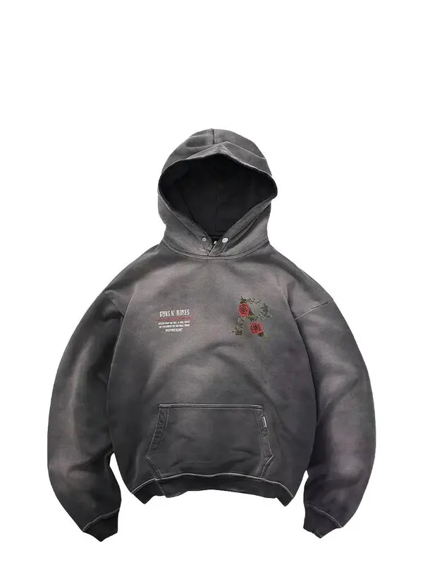 REPRESENT Guns N' Roses Floral Print Hoodie - Grey
