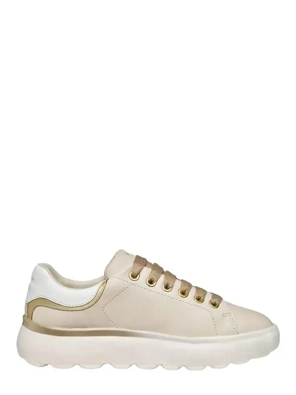 Geox Spherica Ec4.1 Lace-up Sneakers With Gold-tone Trim - Neutrals