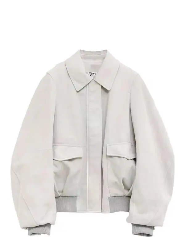 Loewe Flap-pocket Jacket With Rib Knit Hem And Cuffs - Grey