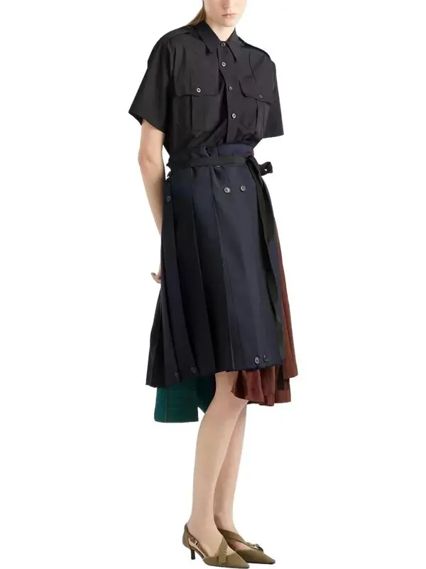 Prada Pleated Wrap Skirt - Blue