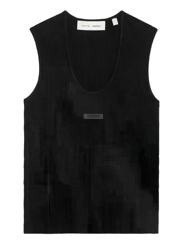 Fear Of God Logo Plaque Waffle Knit Tank Top - Black
