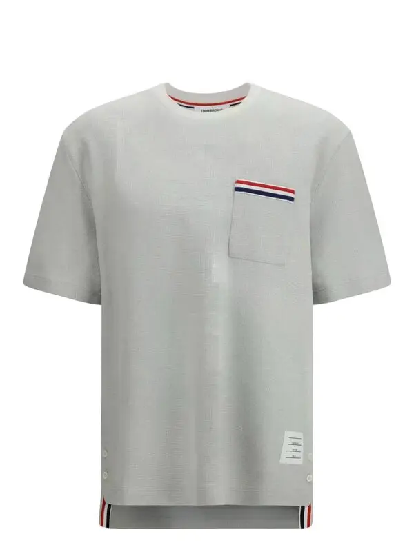 Thom Browne Rwb Stripe-trim Pocket T-shirt - Grey
