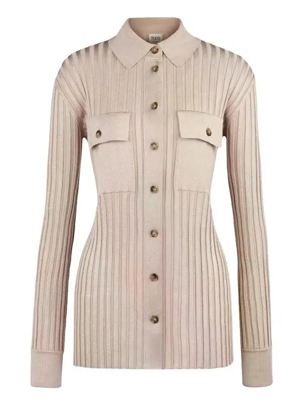 TOD'S Ribbed Chest-pocket Cardigan - Neutrals