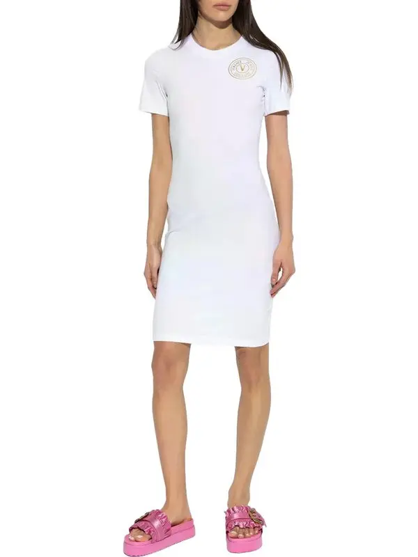 Versace Short-sleeve Logo Dress - White
