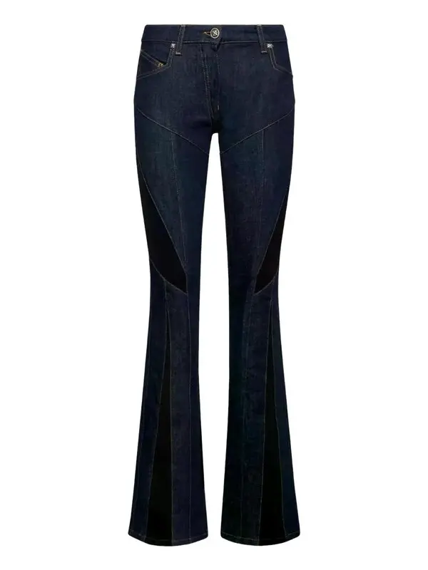 John Richmond Panelled Flared Leg Jeans - Blue