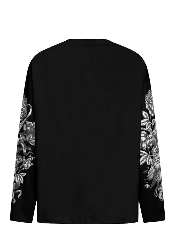 John Richmond Floral-print Long-sleeve T-shirt - Black