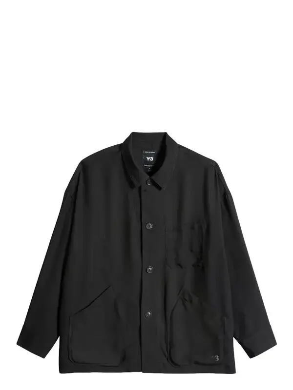 Y3 Button-up Shirt With Patch Pockets - Black