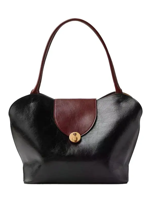 Versace Vivian Large Leather Shoulder Bag - Black