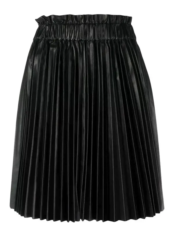 Red Valentino Pleated Leather Mini Skirt - Black