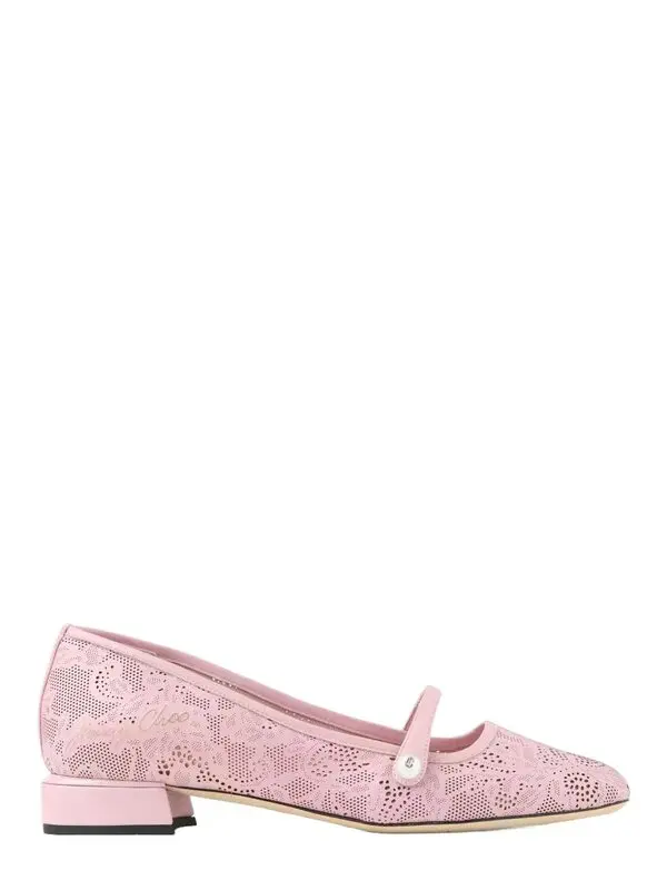JIMMY CHOO Elisa Perforated Nappa Lace Ballerinas - Pink