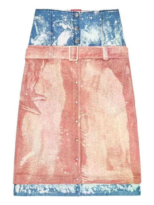 DIESEL® Layered Belted Midi Skirt - Pink
