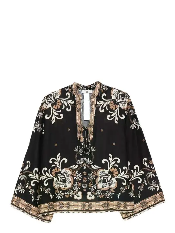 TWINSET Floral Print Tie-fastening Blouse - Black