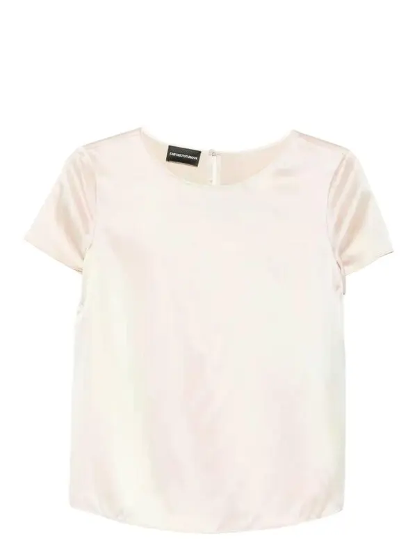 Emporio Armani Silk Short Sleeve Top - Neutrals
