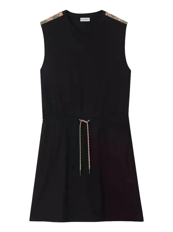 Burberry Check Trim Cotton Jersey Dress - Black