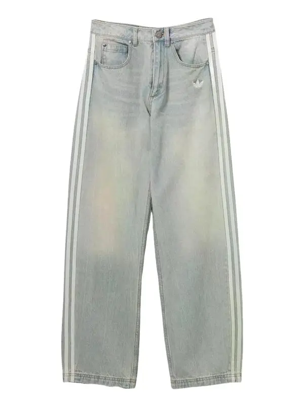 Adidas Loose-fit Jeans With Signature Stripes - Blue