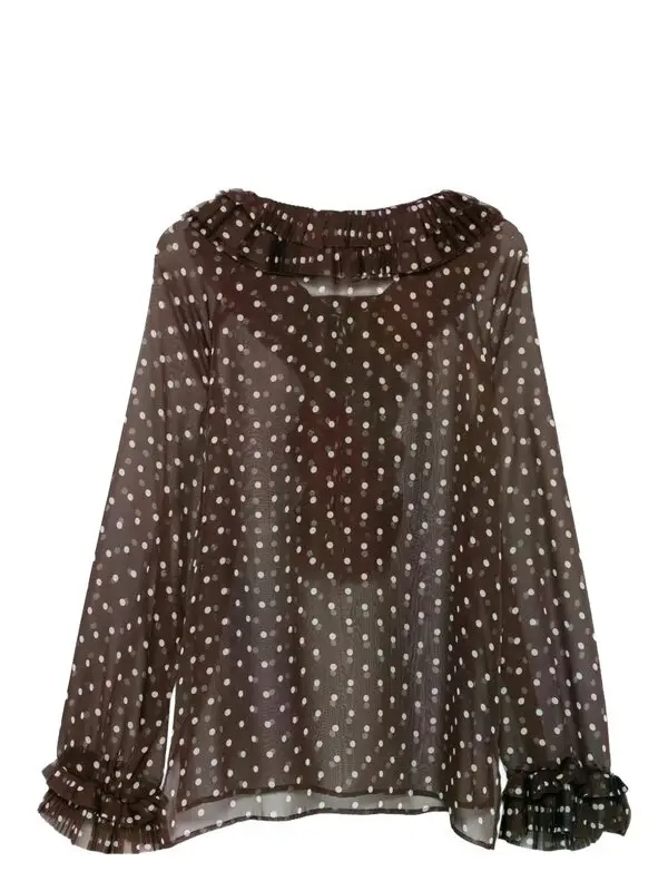 P.a.r.o.s.h Ruffled Polka-dot Blouse - Brown