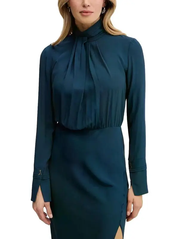 Patrizia Pepe High-neck Slit Midi Dress - Blue