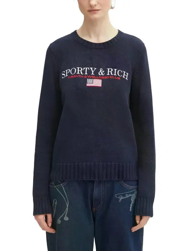 SPORTY & RICH Crew-neck Long-sleeve Sweater - Blue